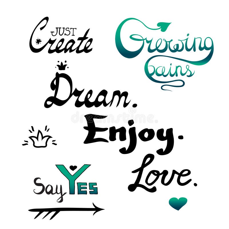 Calligraphy quotes set stock vector. Illustration of letter - 120994398