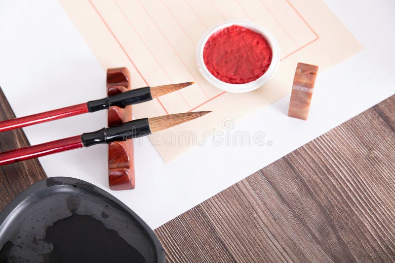 Calligraphy Related Items on the Desk Stock Image - Image of paper ...