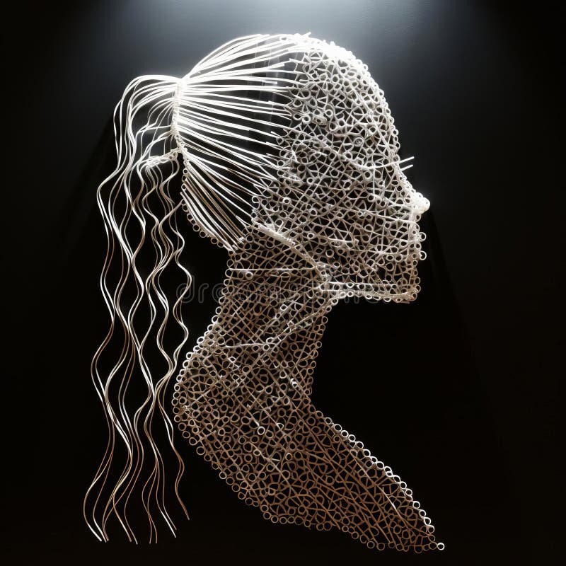 Intricate Calligraphy Silhouette Profile with String Art Composition ...