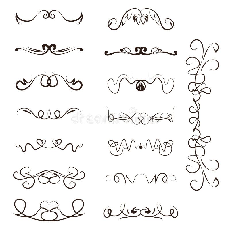 Calligraphy Swirl Line Graphic Designs Vector Set Stock Vector ...