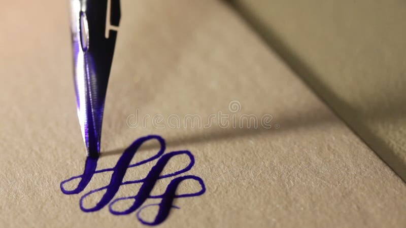 Calligraphy Swirl Process. Writing Flourishes on Calligraphy Paper with ...
