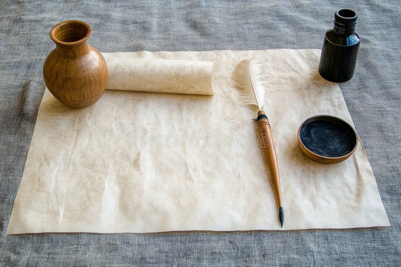 Calligraphy Tools Arranged Elegantly with a Feather Quill, Ink ...