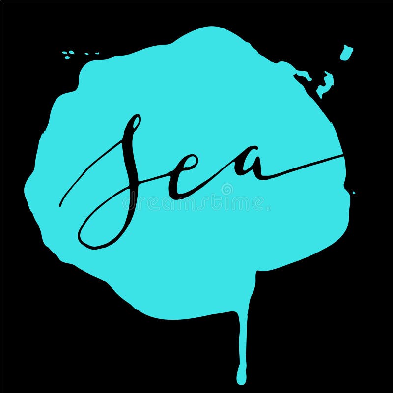 Calligraphy Watercolor Splash Sea Stock Illustration - Illustration of ...