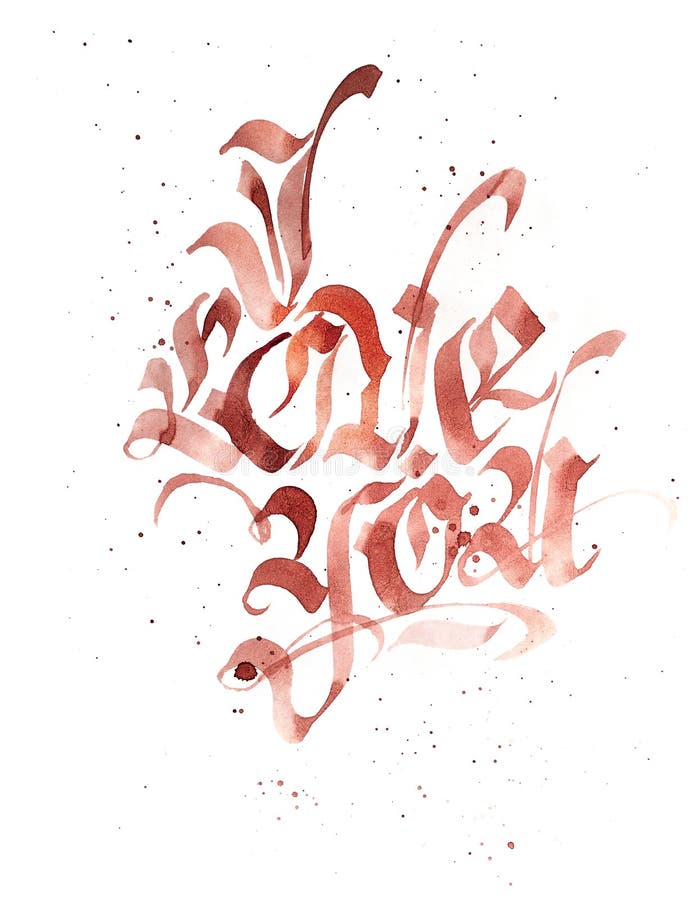 Calligraphy Words I Love You on White Background. Lettering Stock Image ...