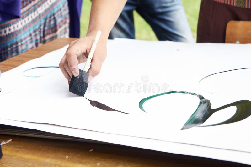 Calligraphy Workout on White Paper Stock Image - Image of white, paper ...