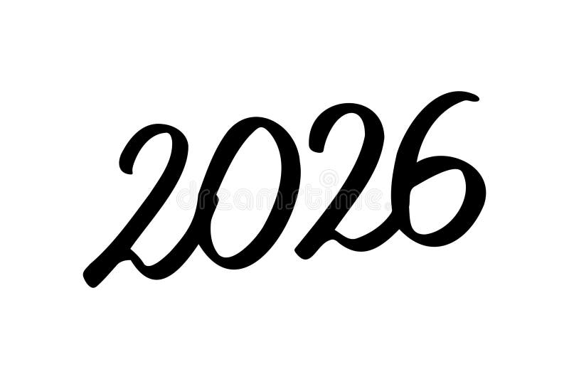 Calligraphy for 2026 Year Icon. Black Number 2026 Hand Drawn Lettering ...