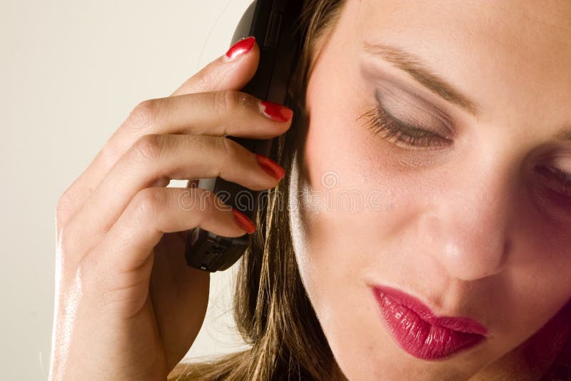 Calling stock photo. Image of girl, calling, lipstick, telephone - 443492