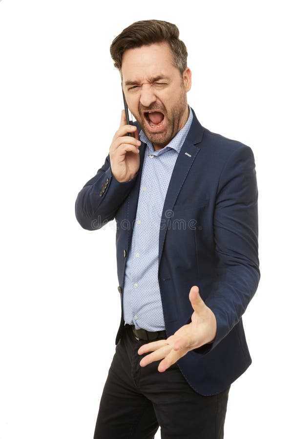 Calling Businessman. he is Angry at Someone. Stock Photo - Image of ...