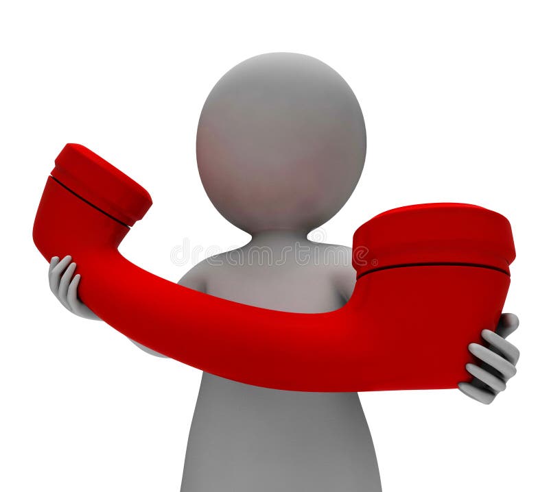 Calling Character Shows Telephone Discussion and Communication 3d ...
