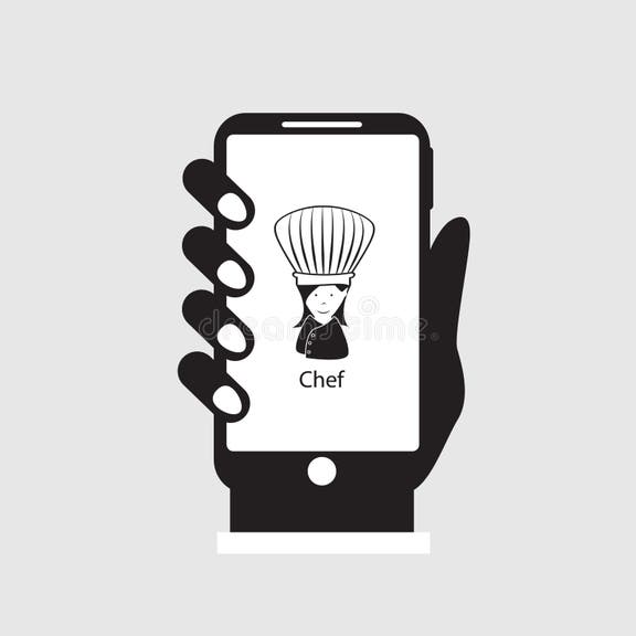 Calling Chef on Smartphone. Vector Illustration Decorative Design Stock ...