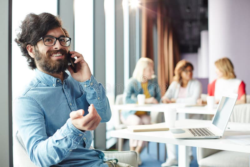 Calling client in office stock image. Image of laptop - 120273127