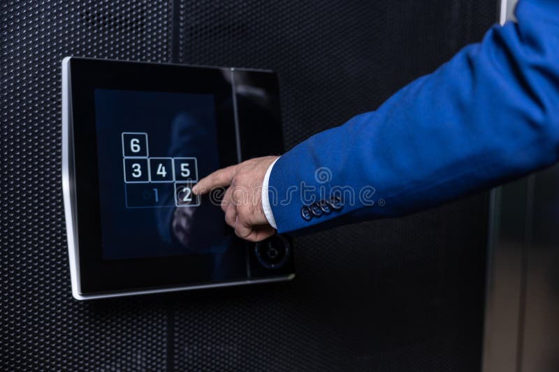 Close Up Picture of a Male Hand Pressing the Button Stock Image - Image ...