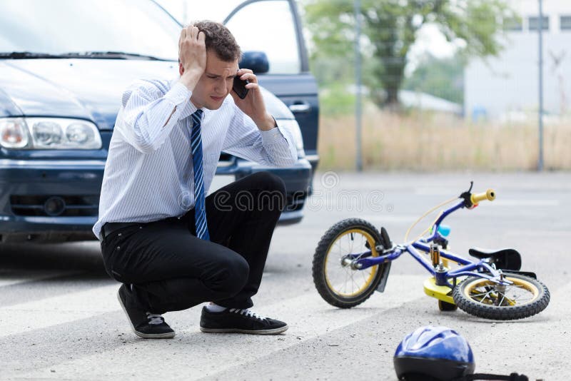 Calling for Help after Car Accident Stock Image - Image of little ...