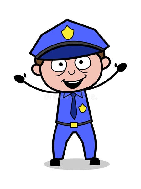 Calling for Hug - Retro Cop Policeman Vector Illustration Stock ...
