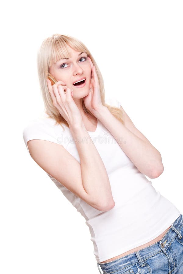 Calling by phone stock image. Image of happiness, leisure - 14457197