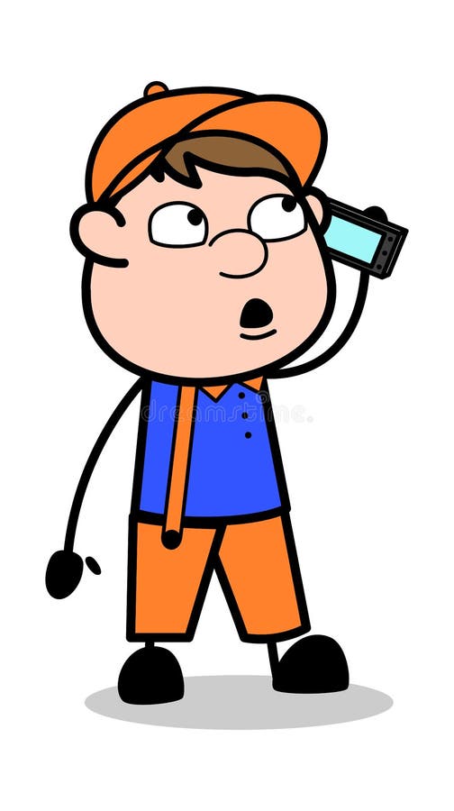 Calling - Retro Cartoon Police Agent Detective Vector Illustration ...