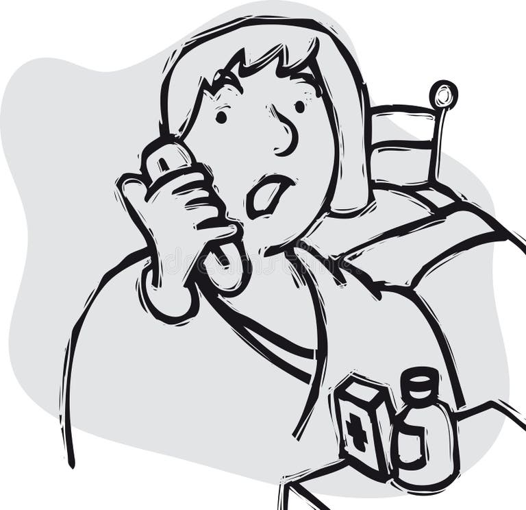 Calling in sick stock vector. Illustration of phoning - 61118997