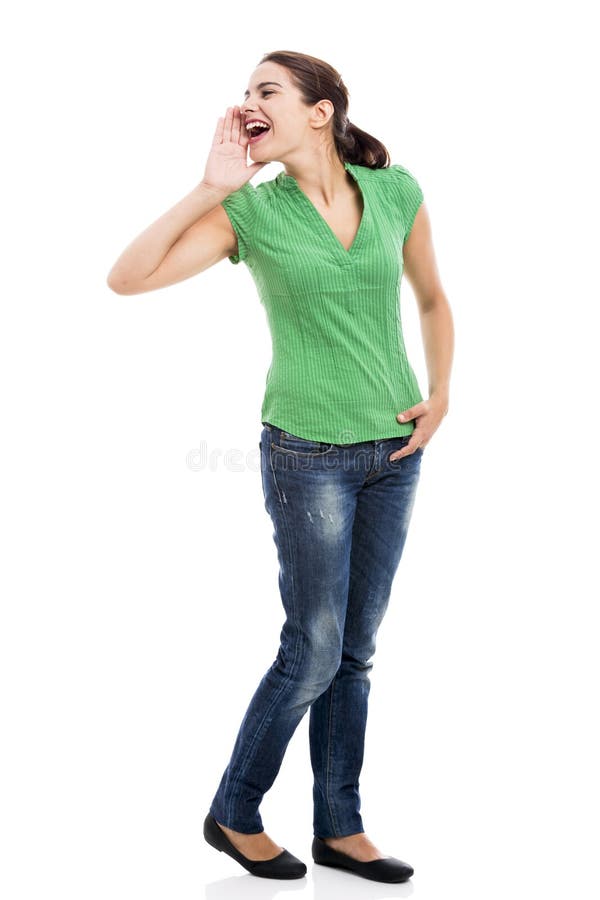 Calling someone stock image. Image of isolated, friendly - 58605625