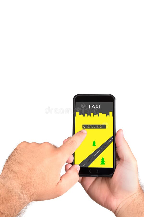 Calling a Taxi on the Smartphone. Mobile Taxi Driver Call Stock Image ...