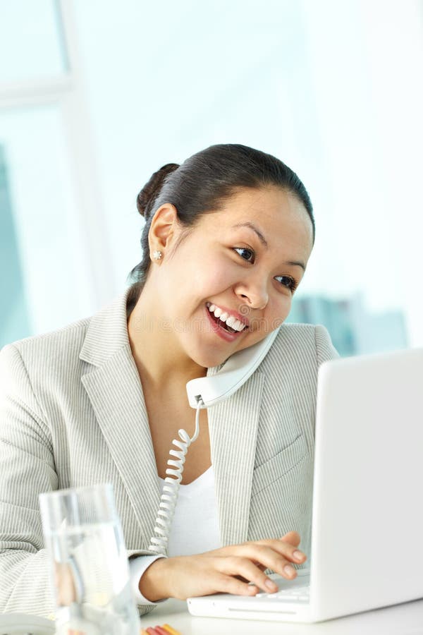 Calling woman stock image. Image of collar, people, cheerful - 21923875