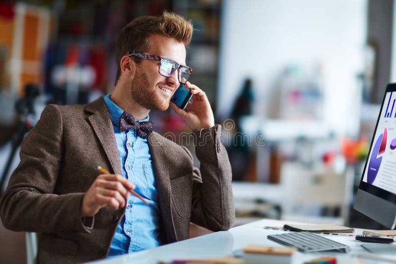 Calling at work stock photo. Image of connectivity, smiling - 67678984