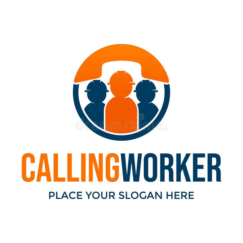 Calling Worker Logo Vector stock vector. Illustration of blue - 263395604