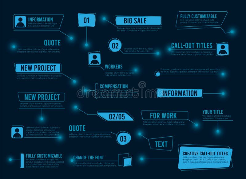 Callout Boxes. Abstract Text Digital Frames. Futuristic Technology Hud ...