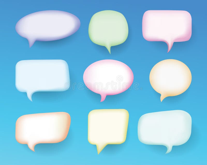 Set of 3D Speech Bubbles with Pastel Colors. Stock Vector ...