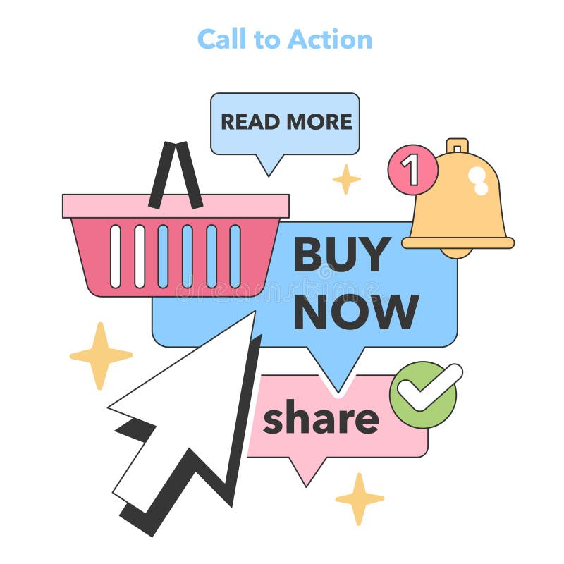 Calls To Action. Flat Vector Illustration Stock Vector - Illustration ...