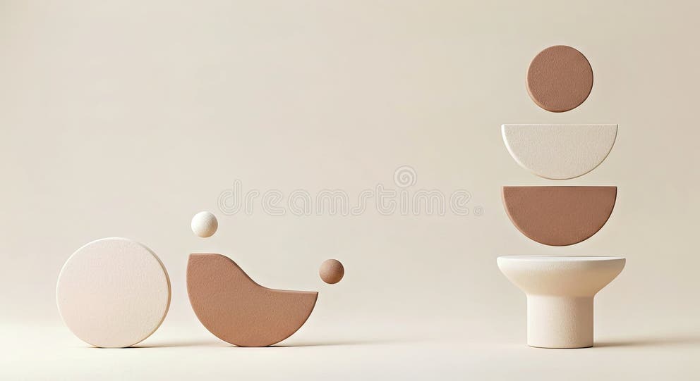 Calm Abstract Background with Neutral Colored Shapes on a Light Beige ...