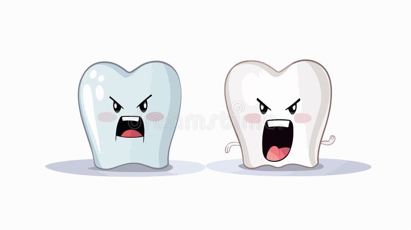 Calm and Angry Tooth Drawing Stock Vector - Illustration of graphic ...