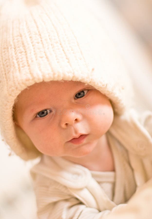 Sweet Little Newborn Baby in a Bed Stock Photo - Image of innocent ...