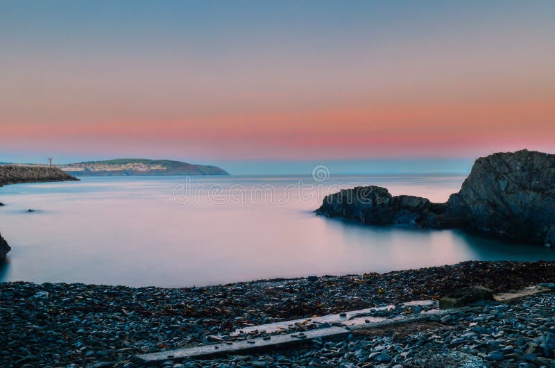 Calm bay at sunset stock image. Image of calm, afterglow - 48385915