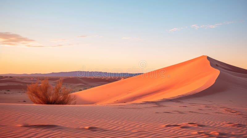 A Calm and Beautiful Scene of a Tranquil Desert Dune at Sunset with a ...