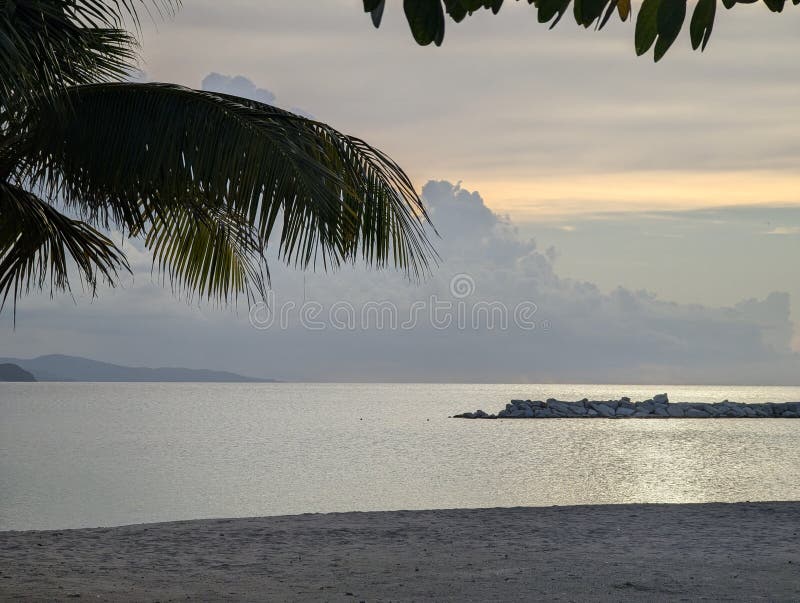Calm Beautiful Sunset on a Beach in the Caribbean Stock Photo - Image ...