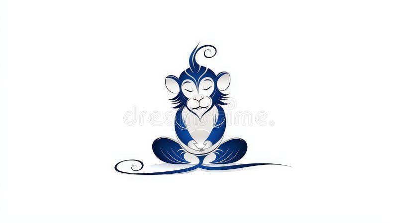 Calm Blue Monkey in Meditation Pose with Tranquil Expression and ...