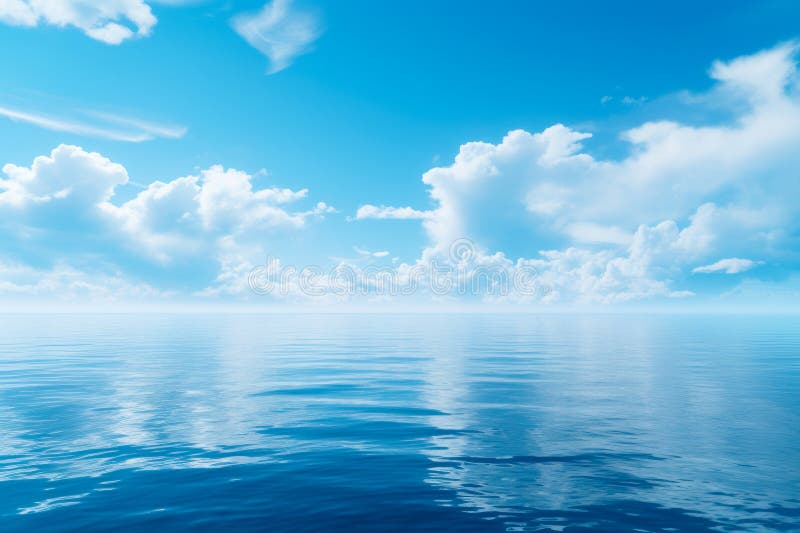 Calm Blue Ocean and Clear Cloudy Sky Generative Ai Stock Photo - Image ...