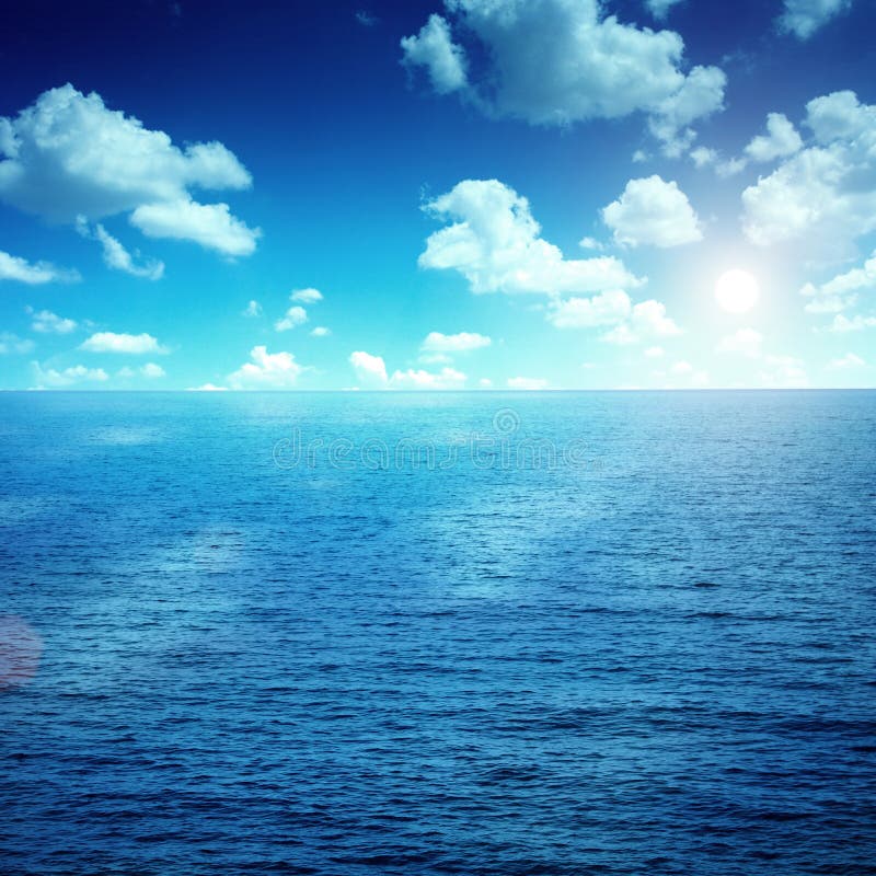 Calm Sea, Blue Ocean Sky and Horizon Stock Image - Image of beach ...