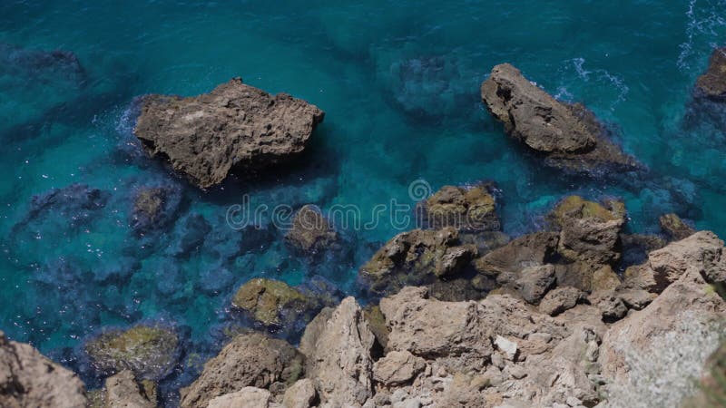 Calm Blue Sea Water at the Cliff Stock Video - Video of tropical, rock ...