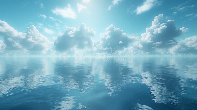 Calm Blue Sky and Water Reflection during Sunset Stock Image - Image of ...