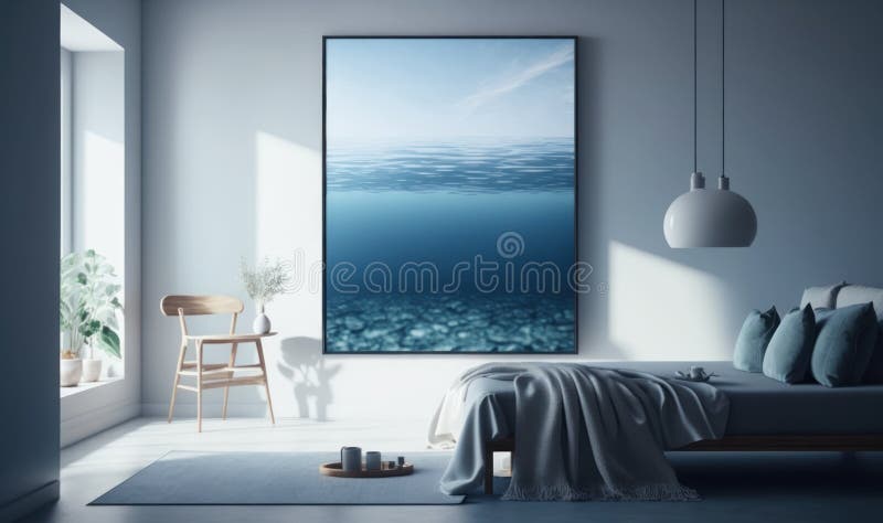 Calm Blue Water Scene Background for Web and Print Designs. Stock ...