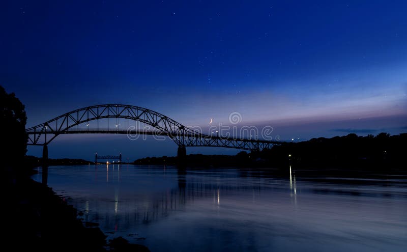 Calm Cape Cod Canal Below a Star-studded Sky Stock Photo - Image of ...