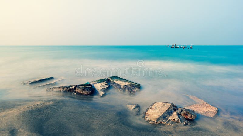 Calm Coast and Revealed Rocks during Low Tide Stock Image - Image of ...