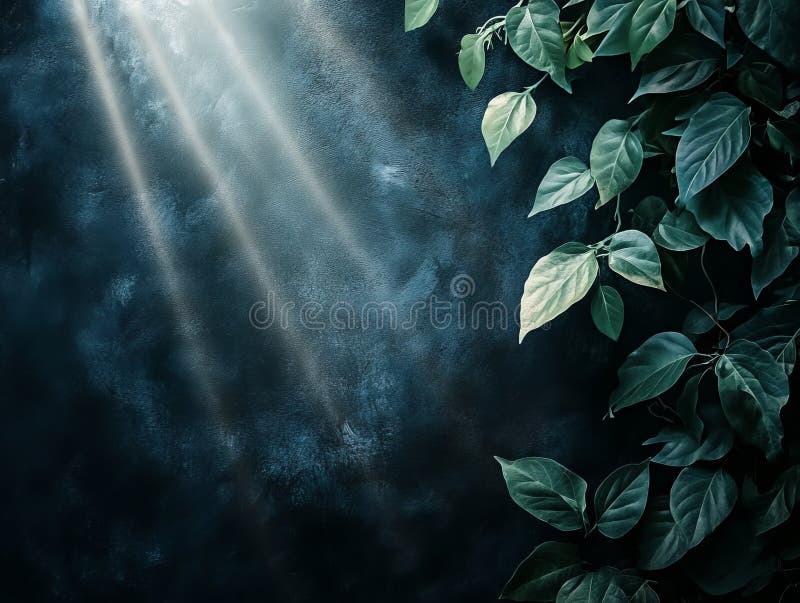 A Calm Composition with Green Leaves at the Top, Casting Subtle Shadows ...