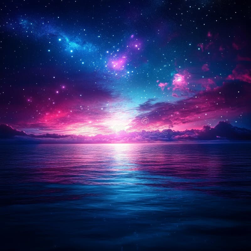 A Calm Cosmic Setting with a Light Pink Nebula in Pastel Tones Stock ...