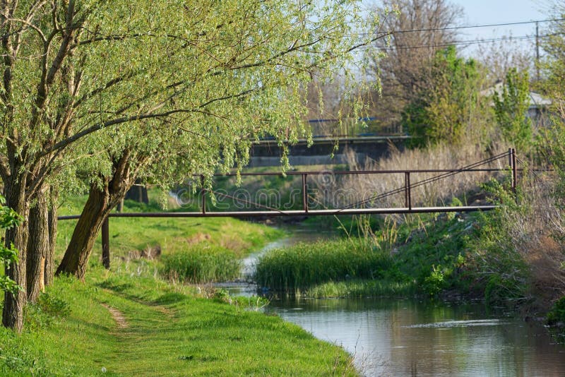 Calm Countryside Spring River Scene Stock Photo - Image of landscape ...