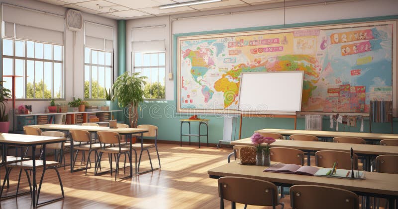 Calm before the Curriculum. the Serenity of a Classroom in Repose Stock ...