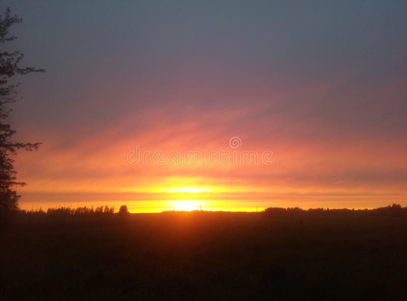 Beautiful and Cloudy Evening Sunset Stock Image - Image of horizon ...