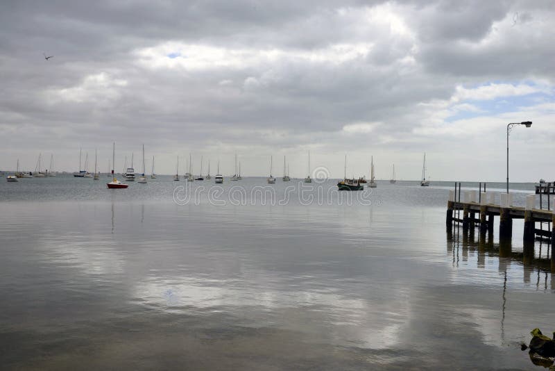 Calm day at the bay stock photo. Image of pier, ocean - 97732098