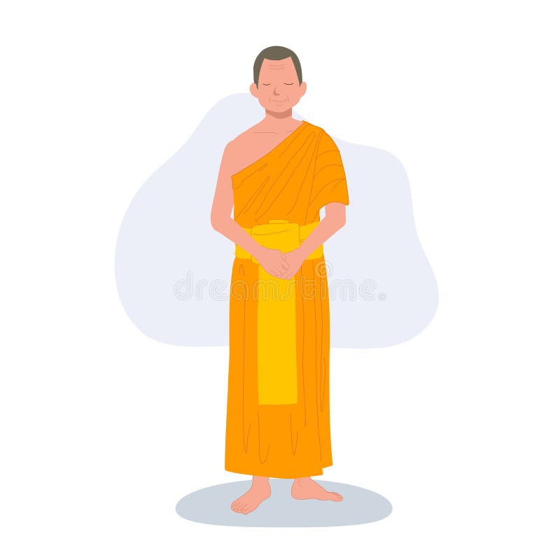 Calm Demeanor Thai Monk in Traditional Robes Stock Vector ...
